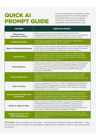 AI Prompt Guide – AI/Driven Advisor